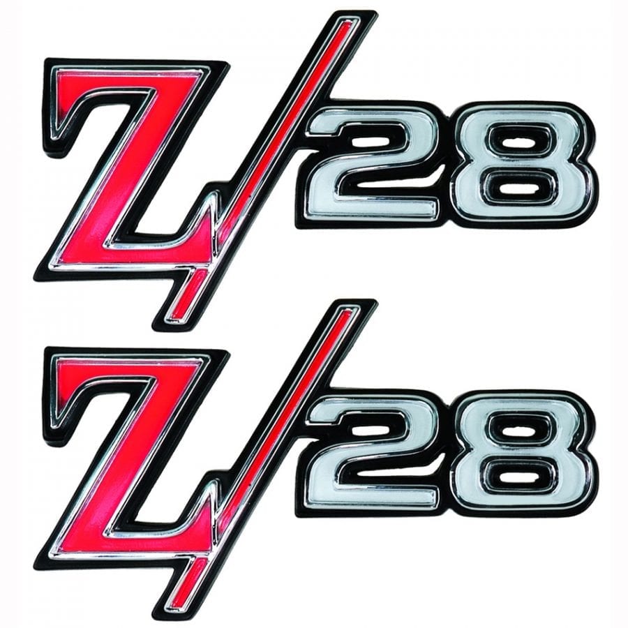 1969 Chevy Camaro Emblem Z/28 Fender Emblem Pair