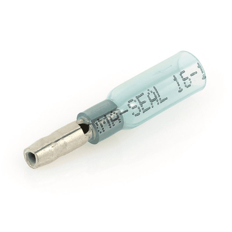 Male Bullet Connector/Snap Plug, Heat Shrink, Blue 14-16Ga